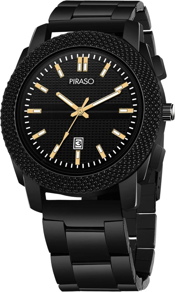 PIRASO Analog Black Dial Black Strap Watch for Men and Boys - JioMart