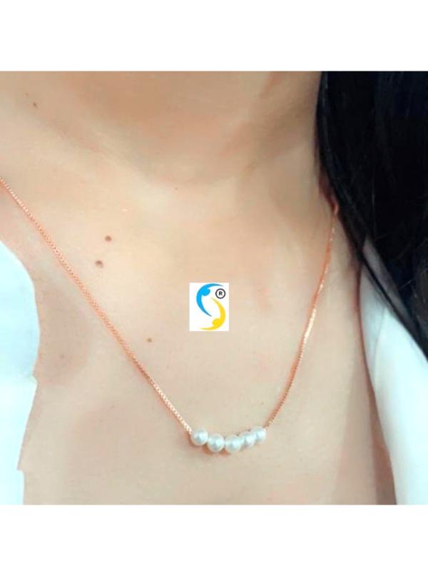 SHRINATHJI IMITATION Charming Rose Gold 5 Pearl Princess Chain - JioMart
