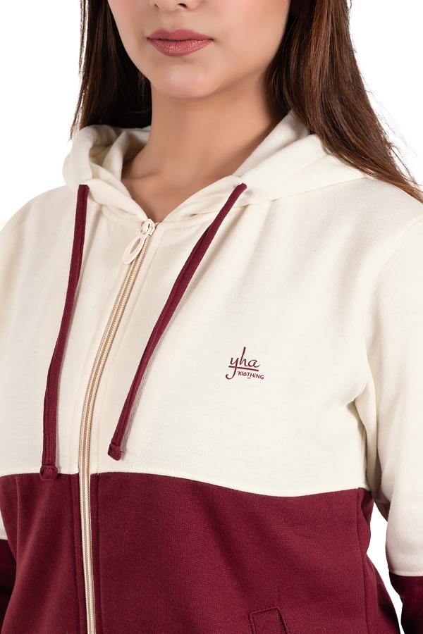 YHA Women Regular Fit OffWhite Wine Track Suit - JioMart