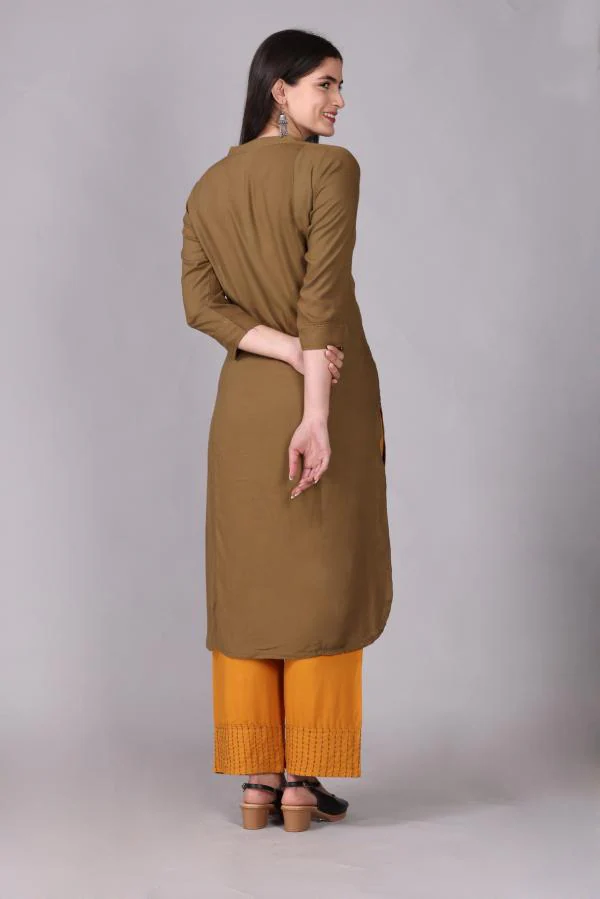 Elthia's Classy Designer Kurti Plazzo Set For women-Olive - JioMart