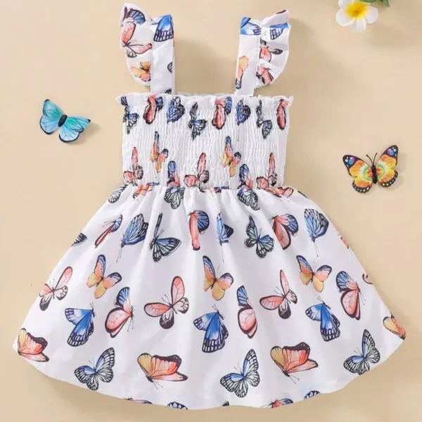 Buy & Try Girl's Cotton Butterfly Printed Frock Dress for Kids. White ...