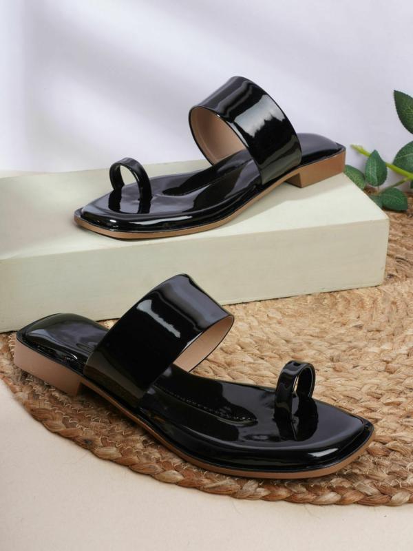Mijas Trendy Black Flat Sandals for Women - JioMart