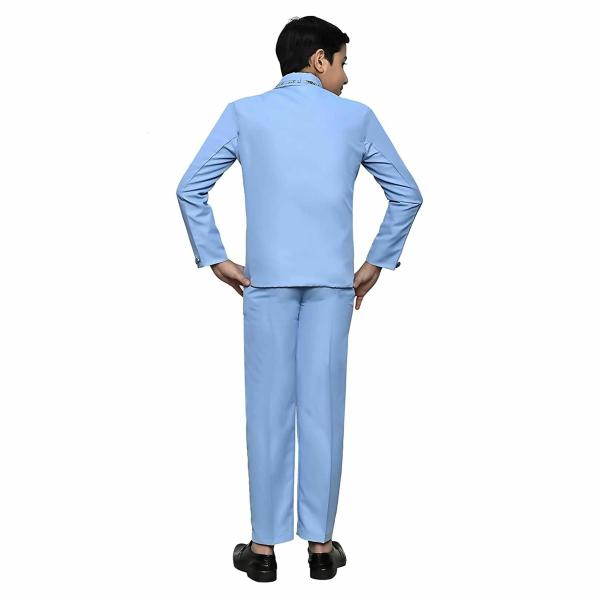 KLAUD ZEE Boys Light Blue Solid Tr Shiner Fabric 5-Piece Suit - JioMart