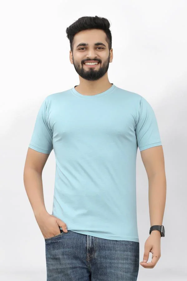 Filose Mens Wear Pure Cotton Sky Blue Color T-Shirt - JioMart