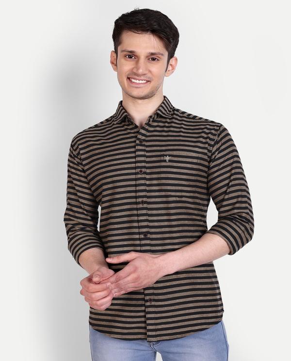 FILOSE Mens Wear Pure Cotton Striped Printed Black Color Shirt - JioMart