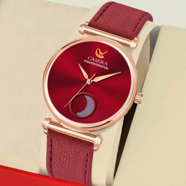 Just Like Analog Stylish Moon Leathers Strap Wrist Watch Maroon for ...