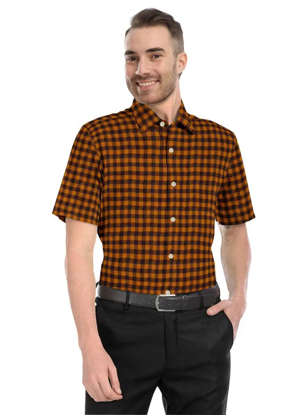 Genius Shirts 100% Cotton Check Formal Half Sleeve Shirt for Men ...