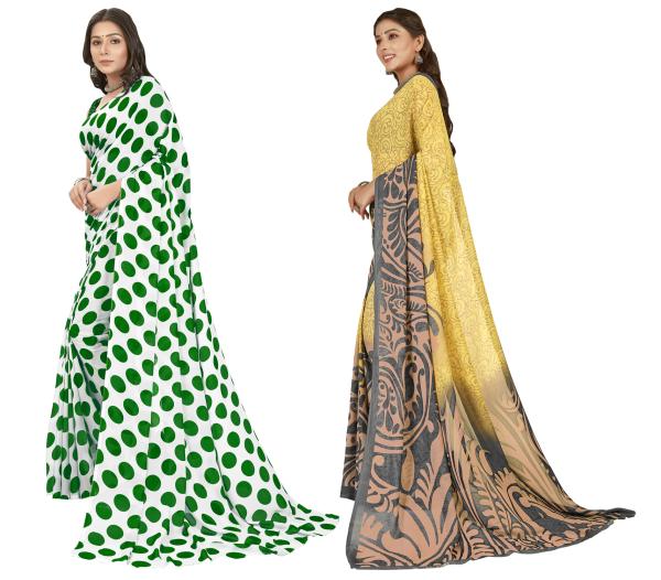 Anand Women Multicolor4 Self Design Pattern Georgette Pack of 2 Saree ...