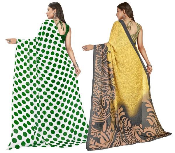 Anand Women Multicolor4 Self Design Pattern Georgette Pack of 2 Saree ...