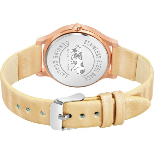 DAINTY Trendy Peach Watch Designed White Mesh Dial Analog White Dial ...