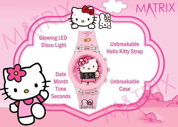 Matrix Kids Edition Hello Kitty Digital Watch for Kids with Disco LED Lights (Boys & Girls ...