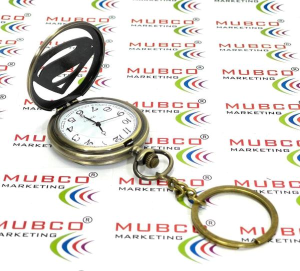 GT Gala Time Mubco Gold Metal Superman Design Pocket Watch Keychain ...