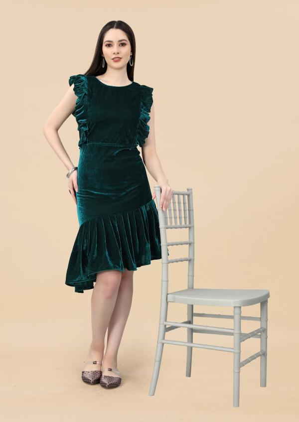 Apnisha Women's Velvet Fish Cut Dress - JioMart