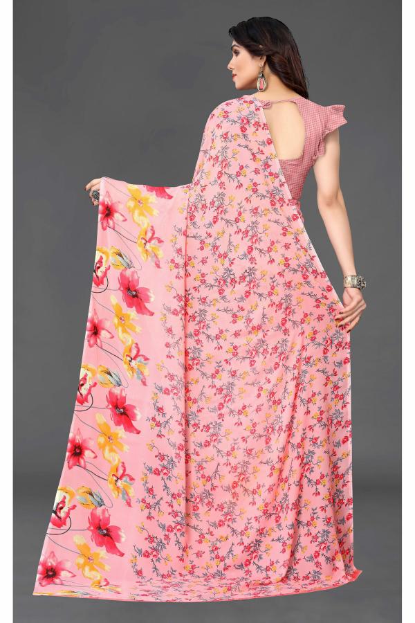 SAREYA VEELA Daily Wear Women Pink Georgette Sarees - JioMart