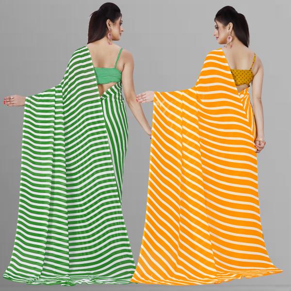 Anand Women Multicolor2 Self Design Pattern Georgette Pack of 2 Saree ...