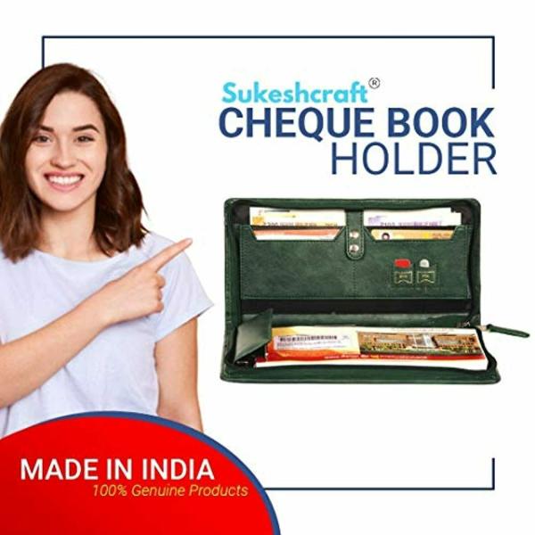 Sukeshcraft Green Polyurethane Cheque Book Holder for 100 Cheque Leaf ...
