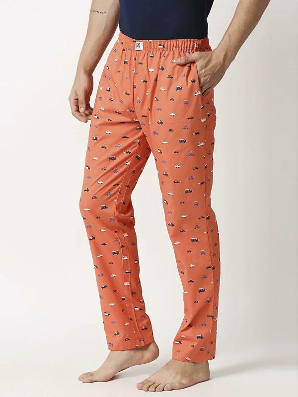 Manaca Men Orange Printed Cotton Pyjamas - JioMart