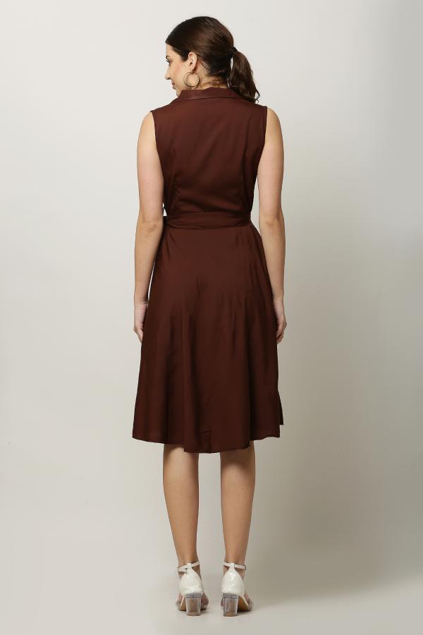 Berlin Club Women Fit and Flare Brown Dress - JioMart
