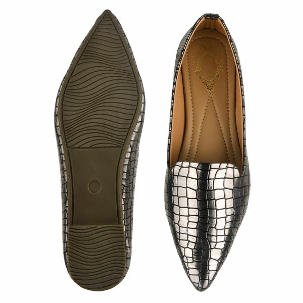 Shoetopia Croco Textured Pointed Toe Grey Belly For Women & Girls - JioMart