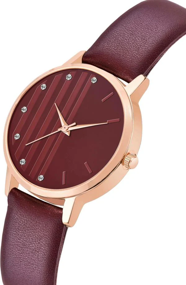 CLOUDWOOD Analog Watch Wrist Maroon Dial with Maroon Watch Strap for ...