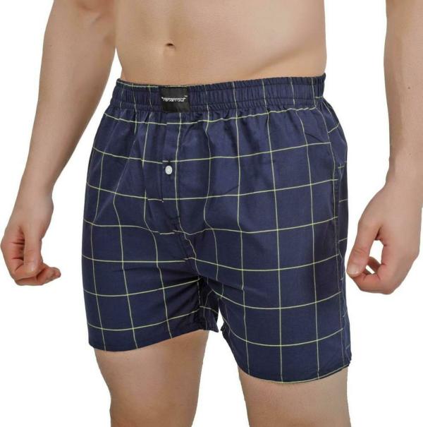 Ramarrow Men Dark Blue Checkered Pure Cotton Boxers - XXL - JioMart
