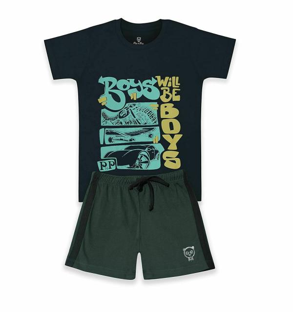 PIP N PAP Boys Multicolor Cotton Pyjama Set (Pack of 2) - JioMart