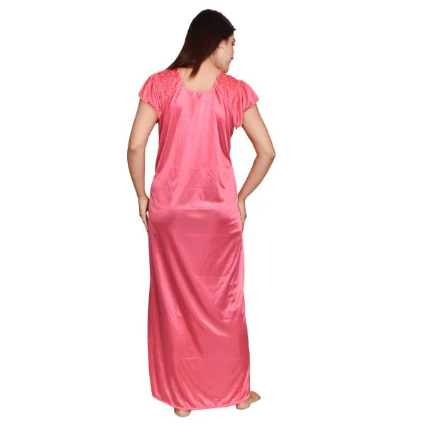 AVYAY WOMEN SATIN NIGHTY MAXI NIGHTWEAR (PEACH) - JioMart