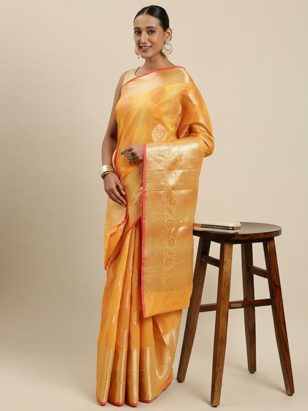 PTIEPLBanarasi gold matka silk boota skirt border with gold blouse ...