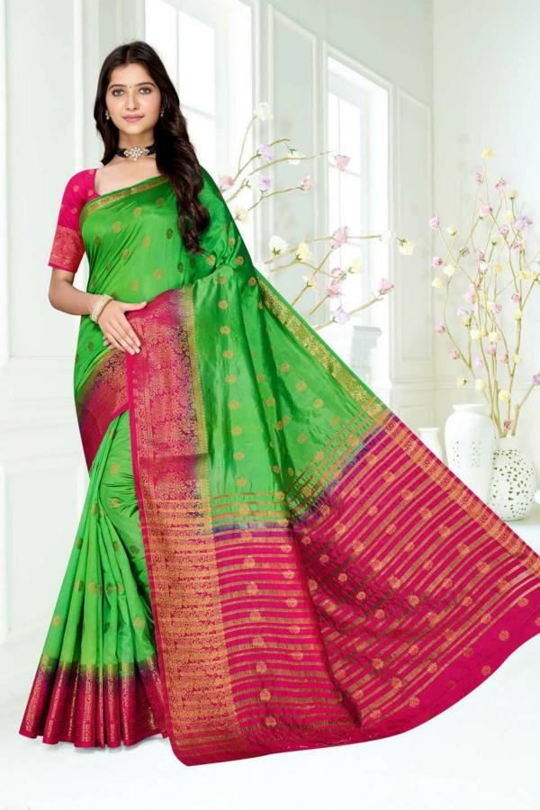 Devi creation Women Jacquard Saree Green - JioMart