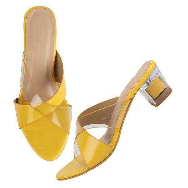 Shoetopia Women Stylish Yellow Block Heels - JioMart