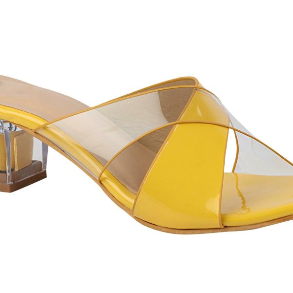 Shoetopia Women Stylish Yellow Block Heels - JioMart