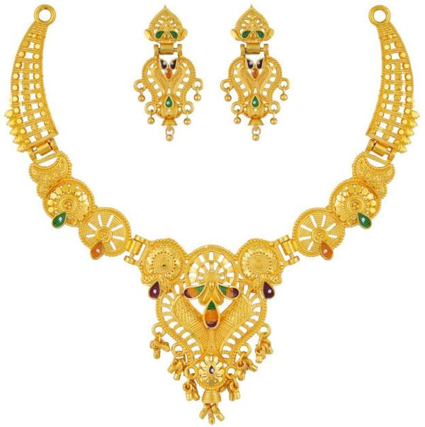 Primectrla Fab Gold Plated Brass Jewellery Set (Gold) - JioMart
