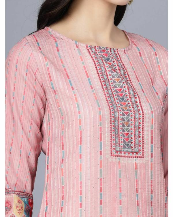 Myshka Women Pink Striped Kurta - JioMart