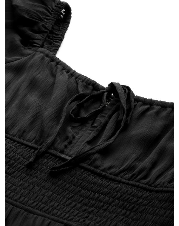 Rue Collection Black Puff Sleeves Cotton Midi Dress - JioMart