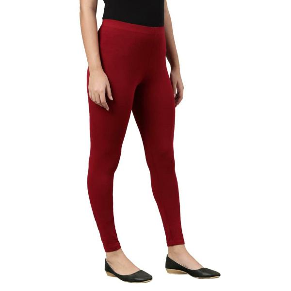 Go Colors Women Red Solid Stretch Leggings - JioMart