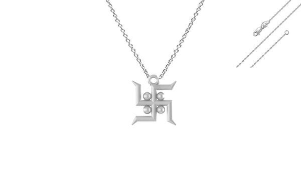 Akshat Sapphire Pure Silver Spiritual Swastik Symbol Pendant With Chain ...