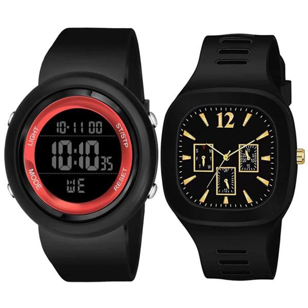 Red Fish New Red and Black Round Shape Dial Digital Waterproof Watch 02 ...