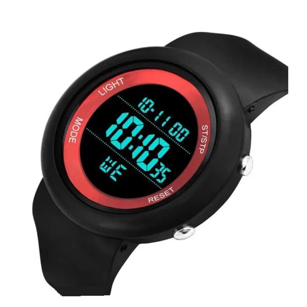 Red Fish New Red and Black Round Shape Dial Digital Waterproof Watch 02 ...