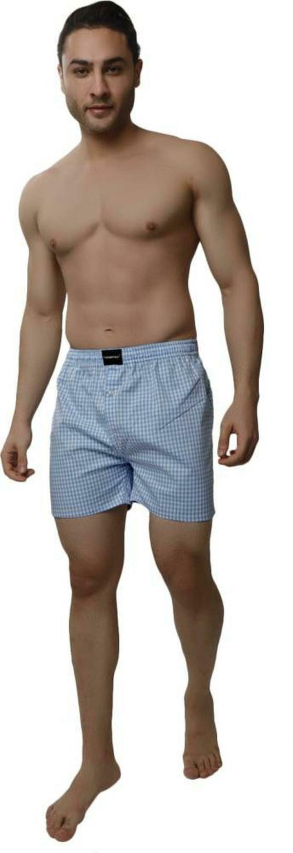 Ramarrow Men Blue and White Checkered Pure Cotton Boxers - XXXL - JioMart