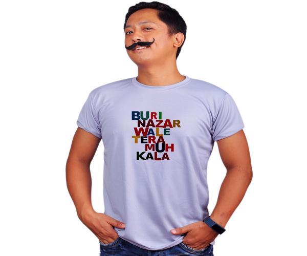 Mooch Wale Buri Nazar Wale Tera Muh Kala Grey Quick-Dri T-shirt For Men - Grey, S - JioMart