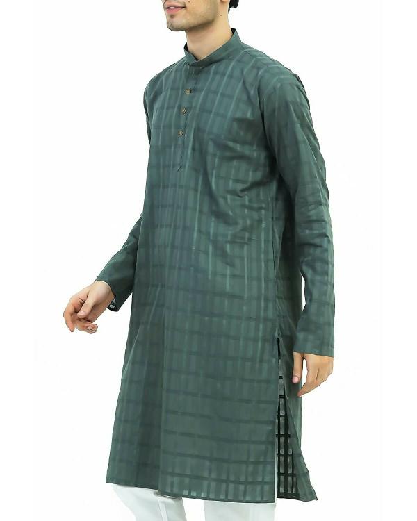 Bluesaanchi Men Green Cotton Check Kurta Set - JioMart