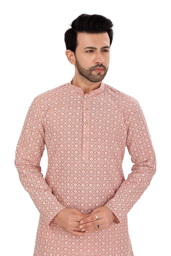 HEORA Mens Pitch Lakhnavi Kurta Pyjama Set for Ethnic and Designer Wear ...