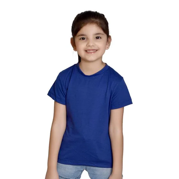 Nusyl Girls royal blue solid color tshirt - JioMart