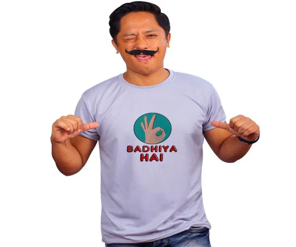 Mooch Wale Desi Style Badhiya Hai Grey Quick-Dri T-shirt For Men - Grey ...