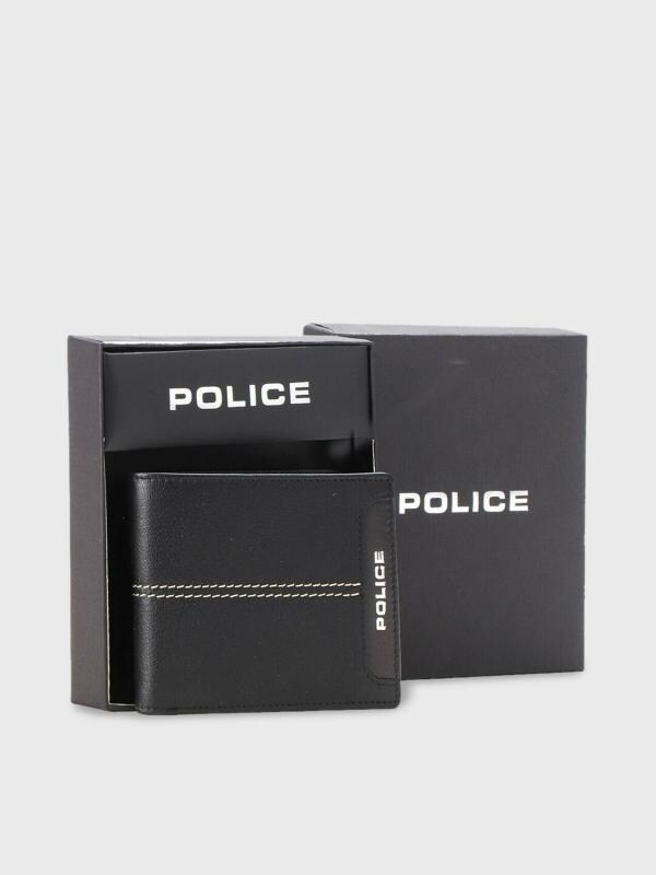 Police Black And Brown Leather Two Fold Men Wallet - JioMart