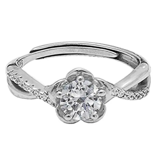 Giva Sterling Silver Adjustable Zircon Shining Flower Ring - JioMart