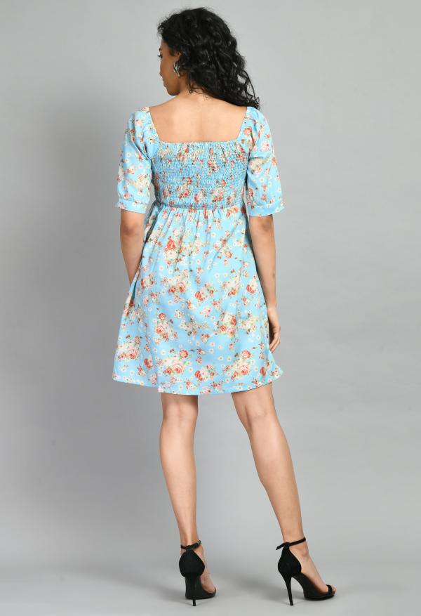 Elanmate Women Fit and Flare Light Blue Color Dress - JioMart