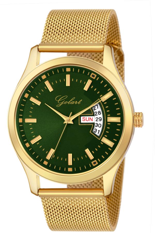 Golart GT-9085 Green Dial With Golden Shaffer Chain Analog Watch - For ...