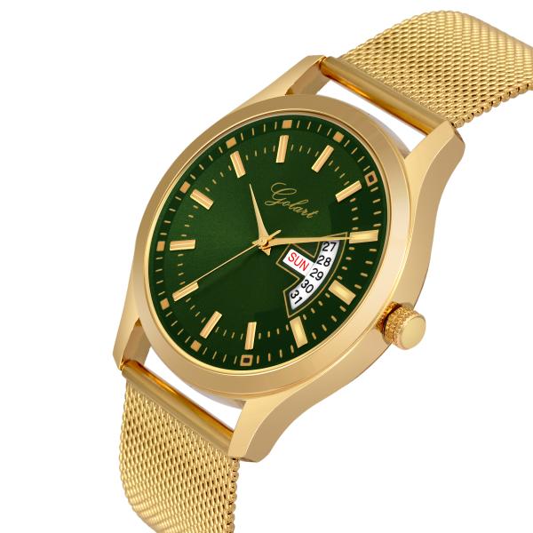 Golart GT-9085 Green Dial With Golden Shaffer Chain Analog Watch - For ...