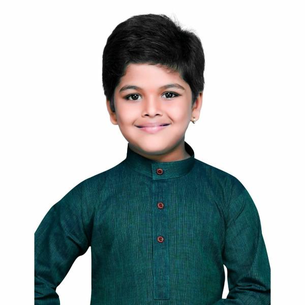 Baba & Baby Boys Traditional Ethnic Wear Handloom Cotton Plain Peacock ...
